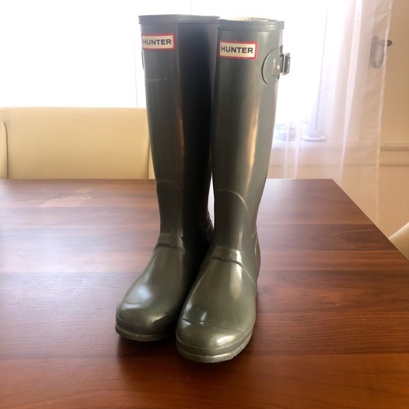 Hunter | Shoes | Hunter Green Gloss Tall Rain Boots Womens 7 | Poshmark
